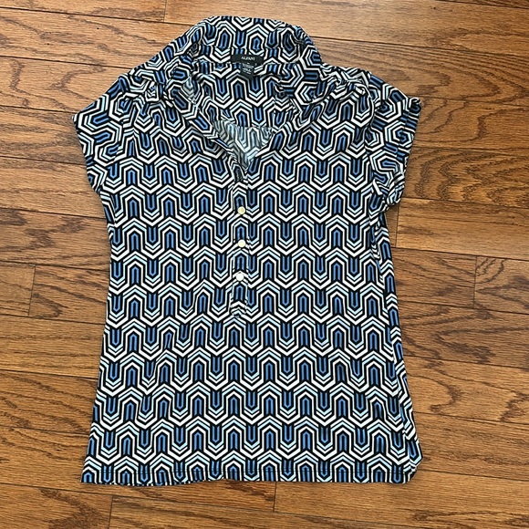 Alfani | Tops | Alfani Blue Black And White Geometric Button Down Shirt ...